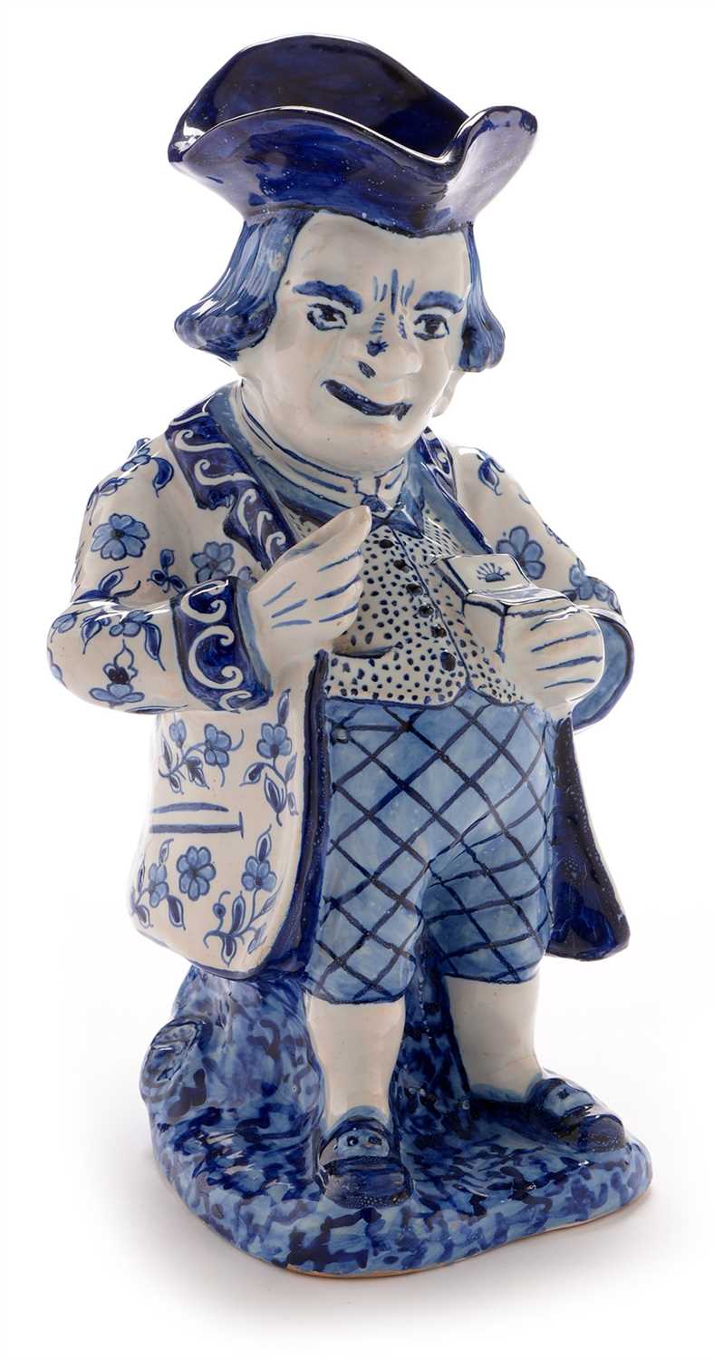 Lot 614 - Dutch Delft snuff taker toby jug