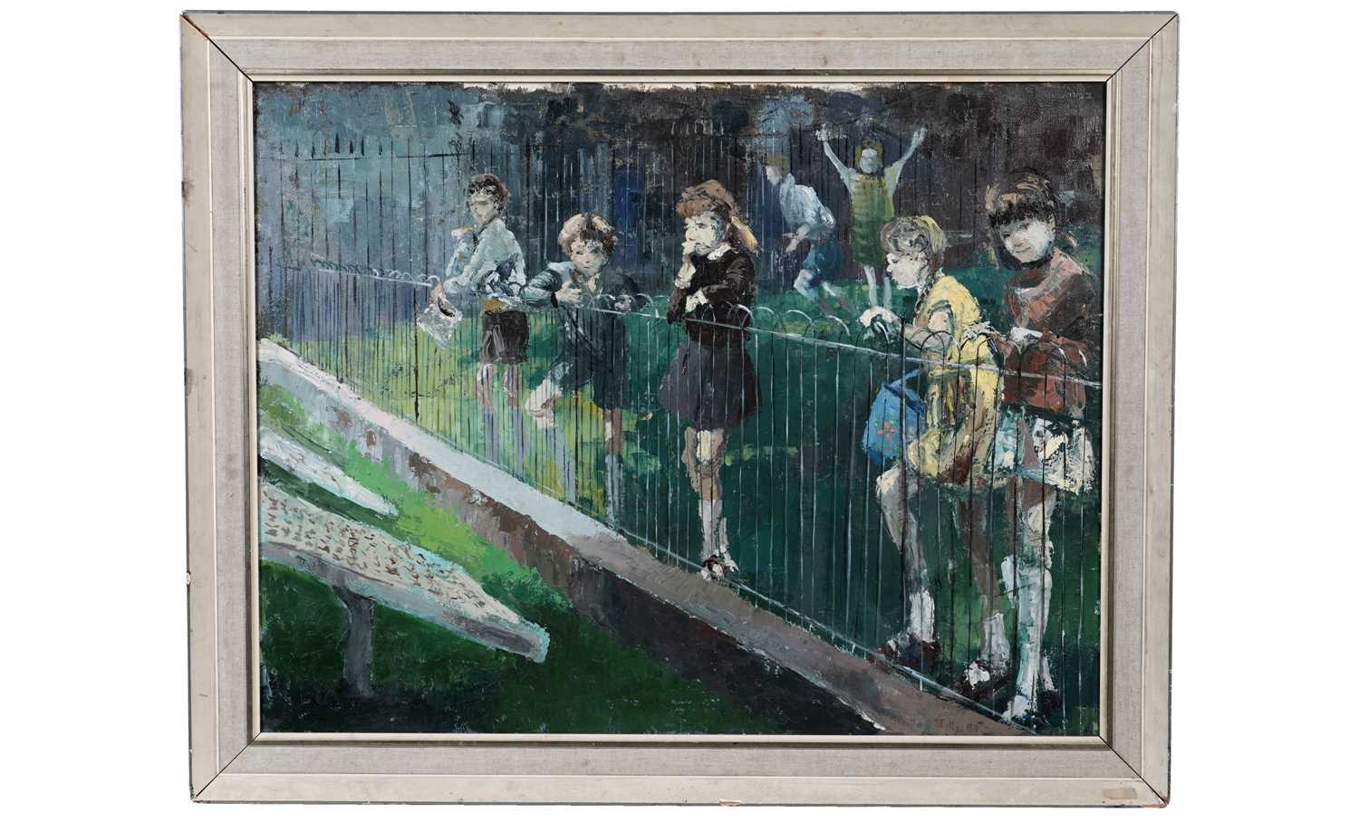 Lot 769 - Joyce Mary Tully - Children and Railings
