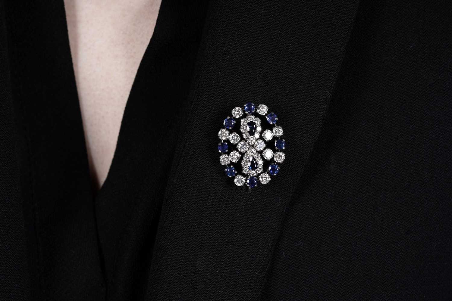 Lot 690 - A sapphire and diamond brooch